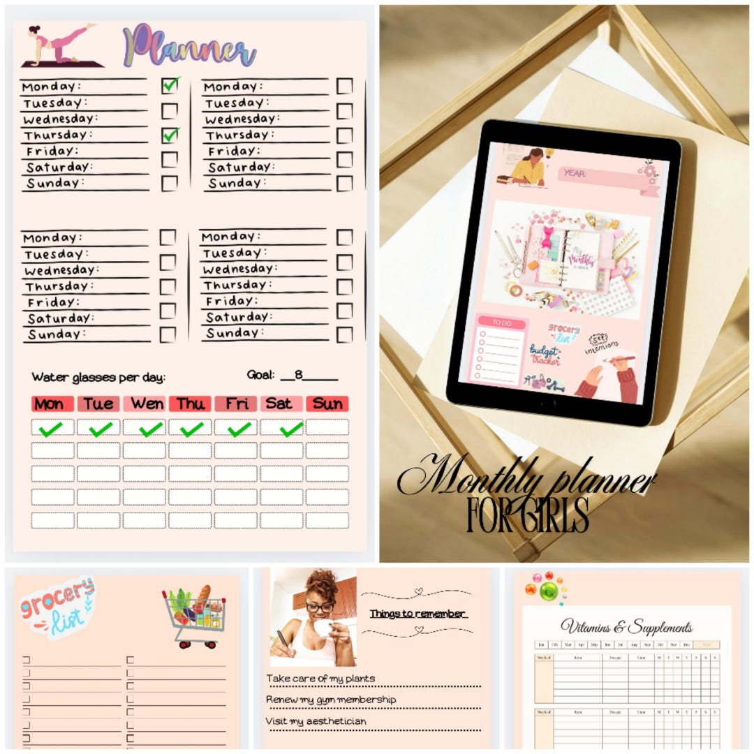 Digital Editable Girly Planner 6 Pages to Organize Everything in Your ...