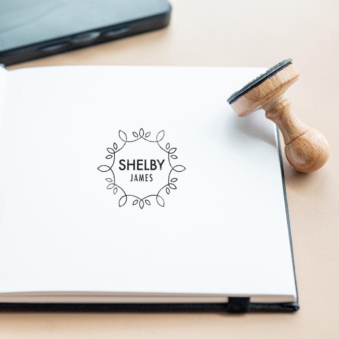 Personalized Wooden Stamp Custom Name Rubber Stamp for Books, Office ...