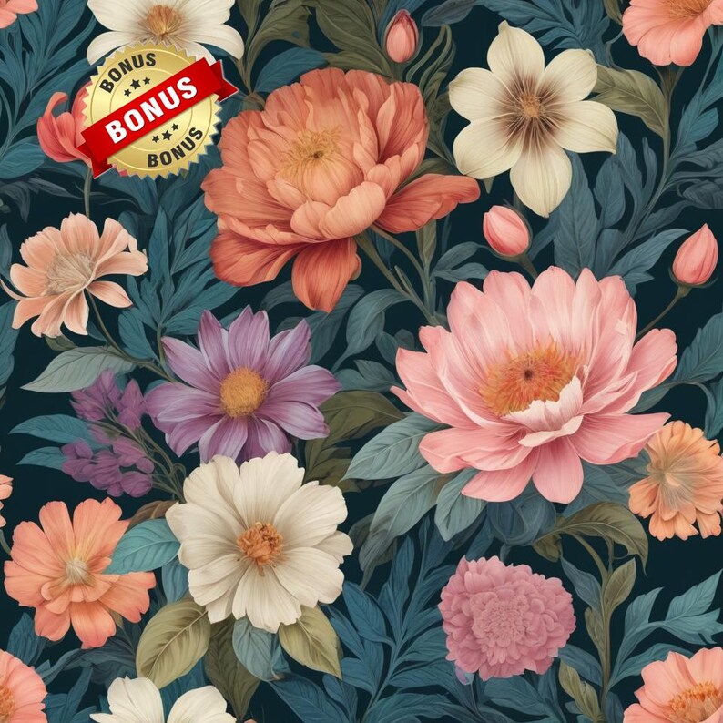 Vintage Botanical Collage | Seamless Patterns & Artistic Designs - Etsy