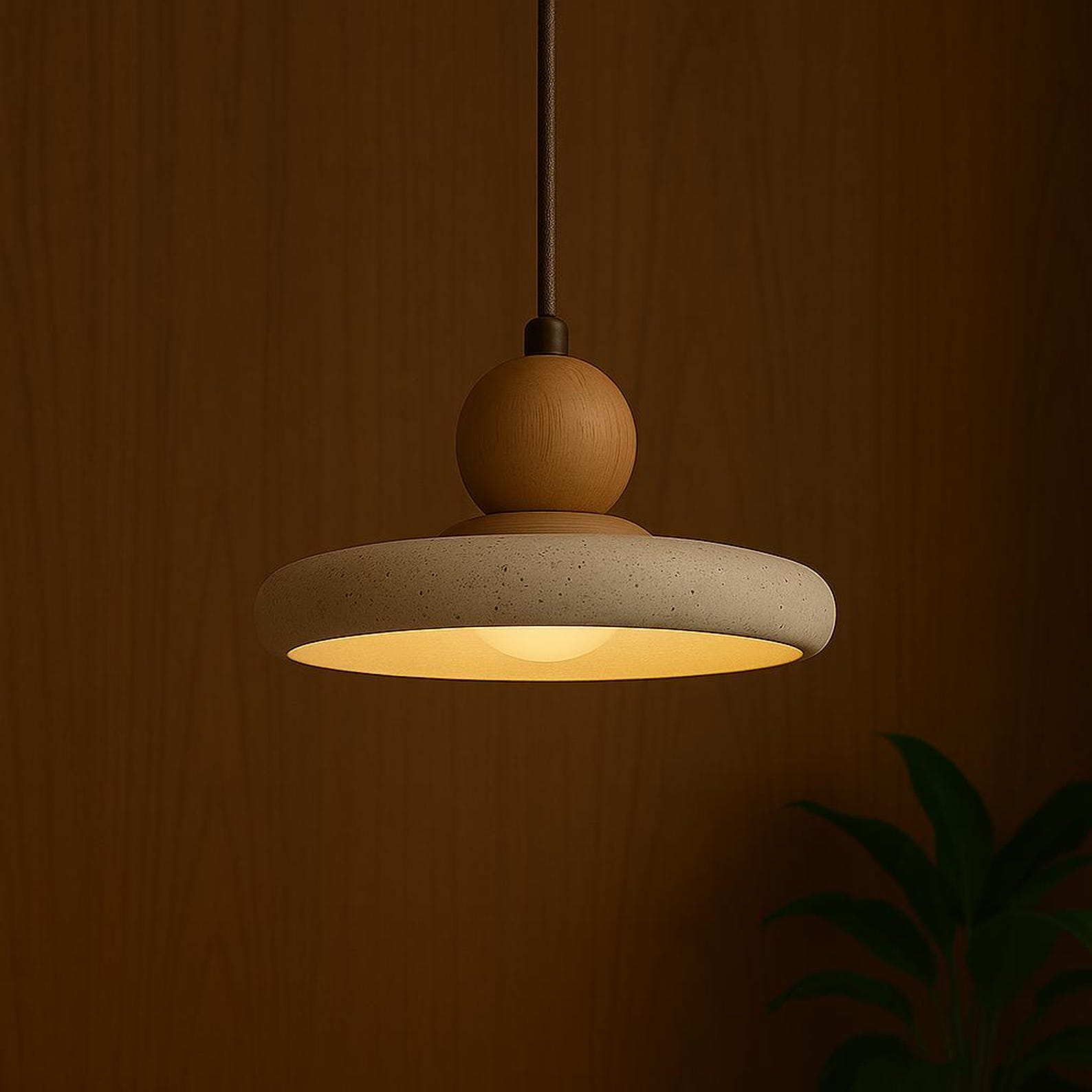 Natural Travertine Stone Pendant Light: Modern Wood Ceiling Lamp - Etsy