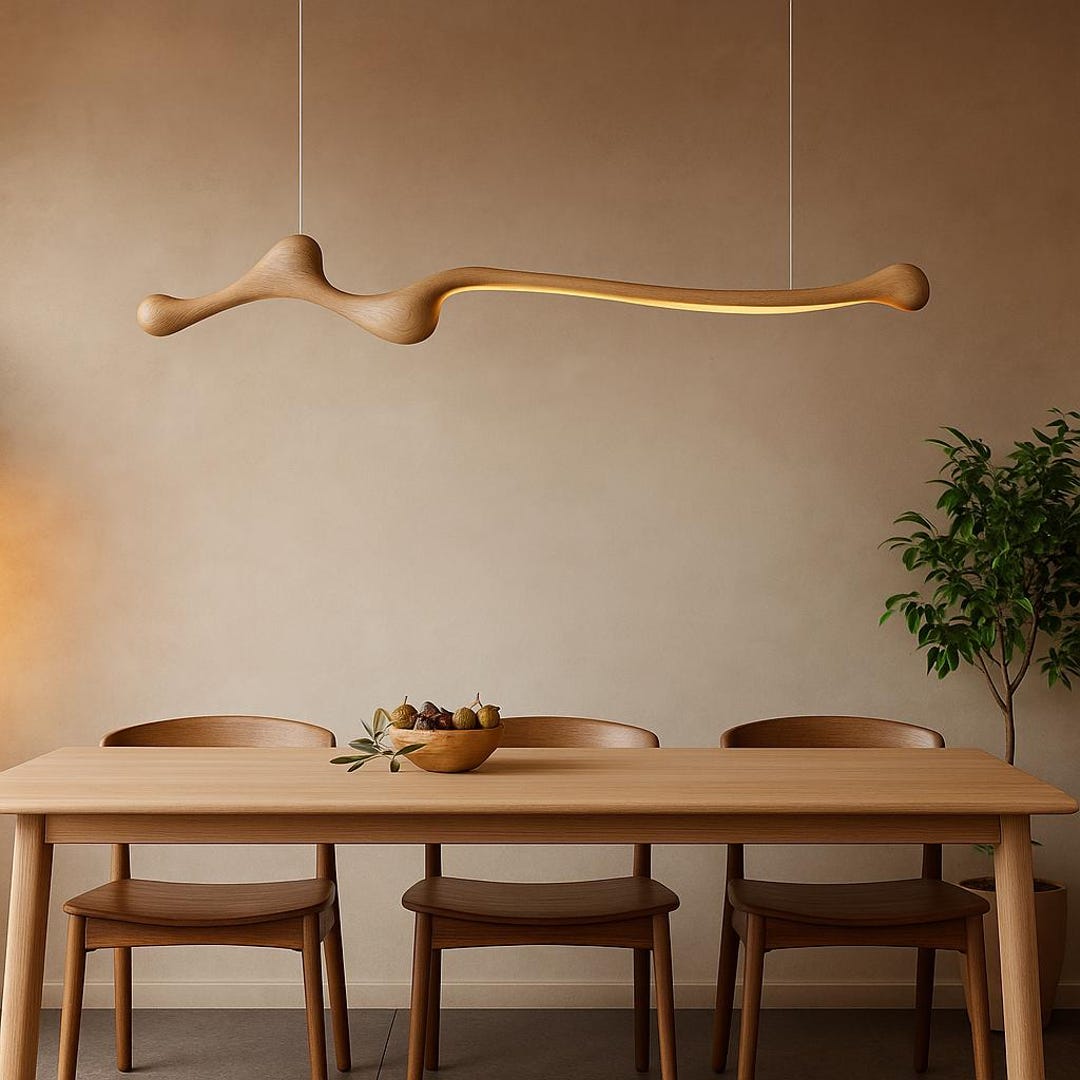 Modern Ash Wood LED Pendant Light: Dimmable Hanging Lamp With Remote - Etsy