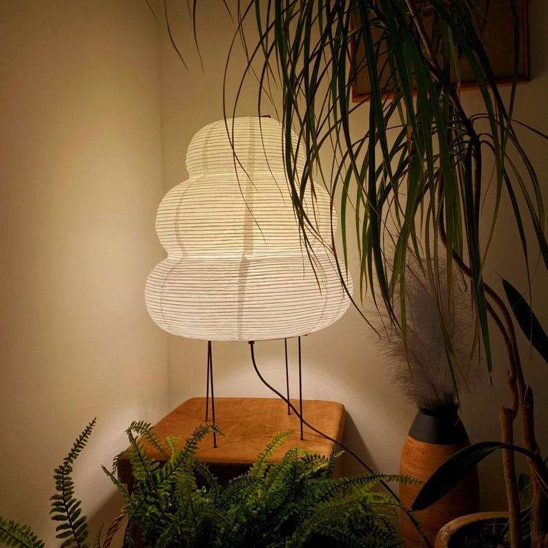 Chrismes Japanese Rice Paper Desk Lamp: Tricolor LED Dimming, Elegant ...
