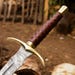 Hand Forged Damascus Steel Sword, Rose Wood Handle, Leather Sheath - Etsy