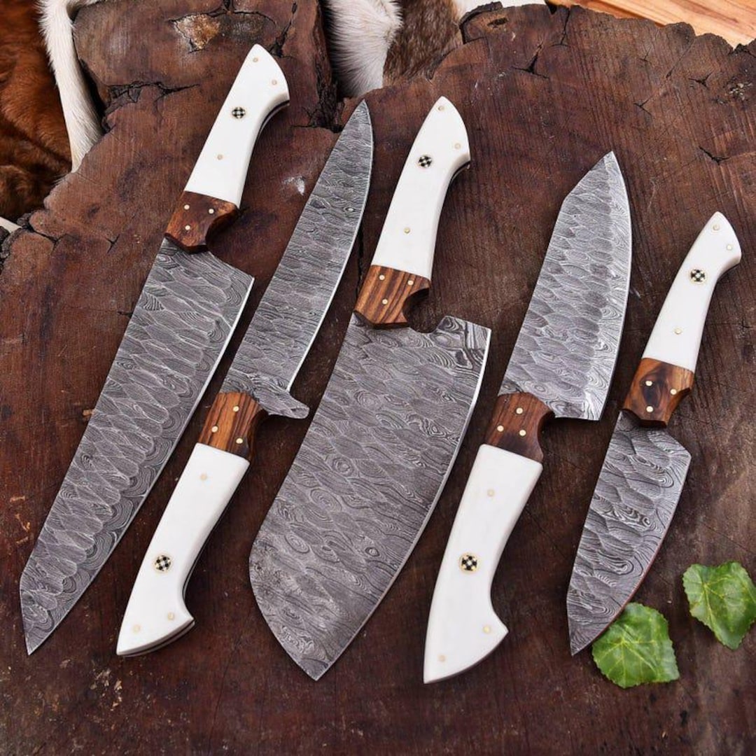 Chef Set, Hand Forged Damascus Chef Set, Chef Set of 5PCS, BBQ Chef Set ...