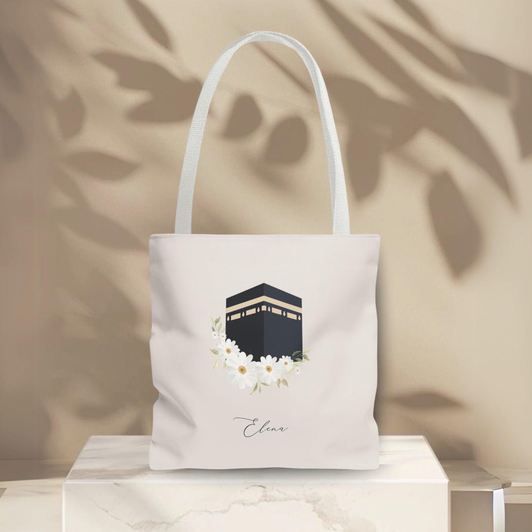Custom Islamic Tote Bag With Kaaba, Mekkah, Madinah | Personalized Hajj ...