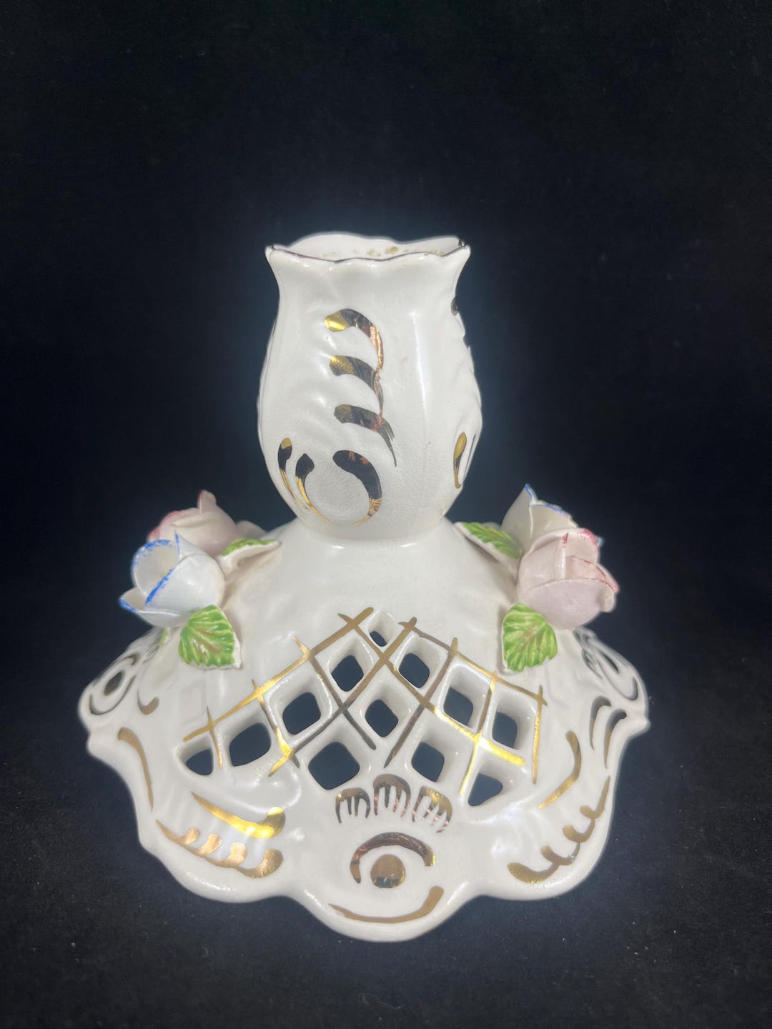Vintage Fena Porzellan Handpainted Rose Design Candle Holder - Etsy