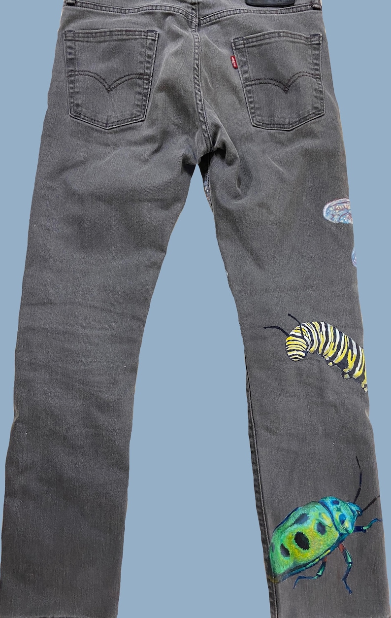 Hand Painted Bug Jeans - Etsy