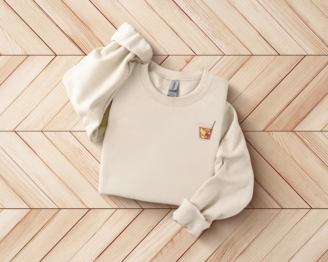 Whiskey Old Fashioned Cocktail Embroidery Sweatshirt, Bourbon Social ...