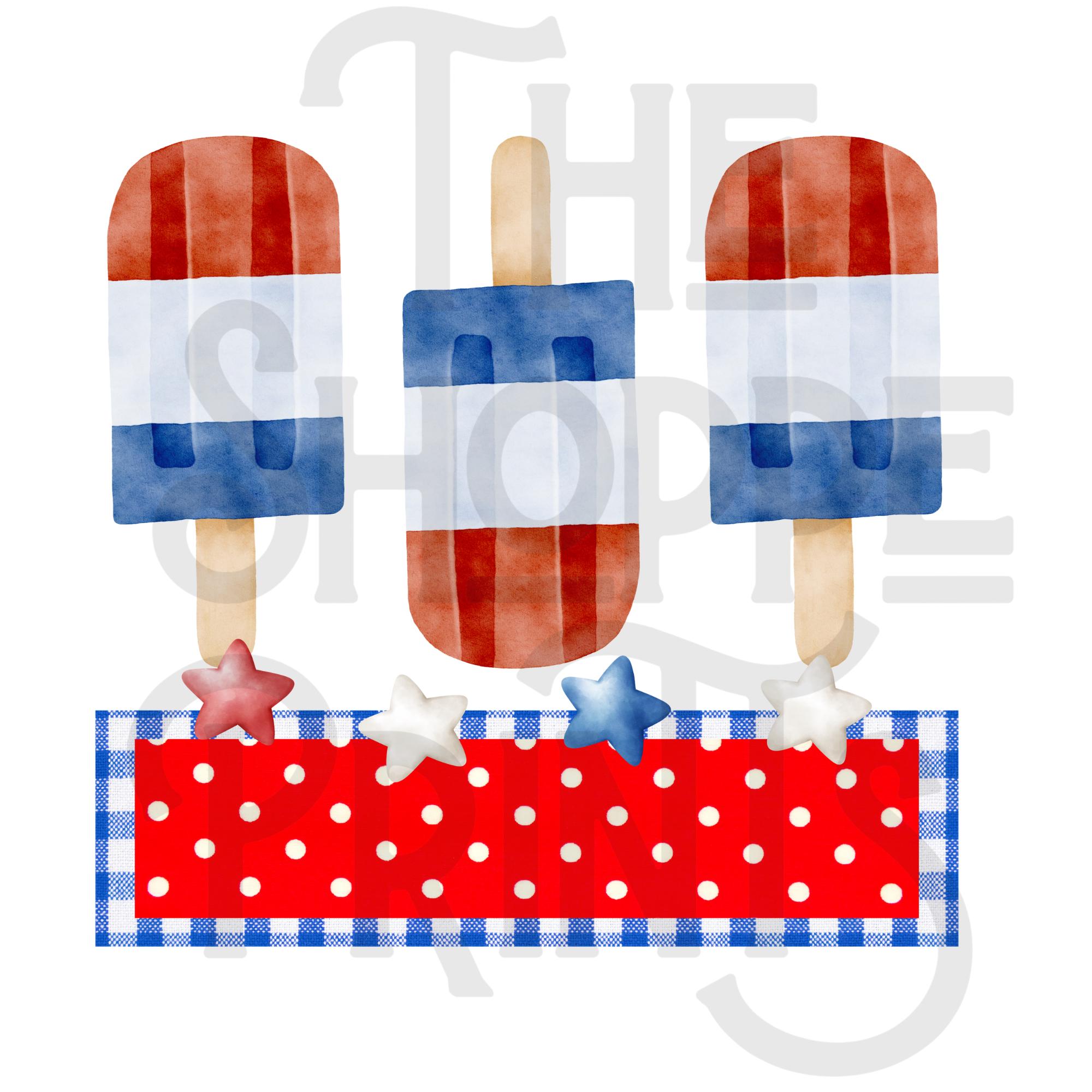 Fourth of July Popsicle With Name Plate Trending Png Boys or Girls - Etsy