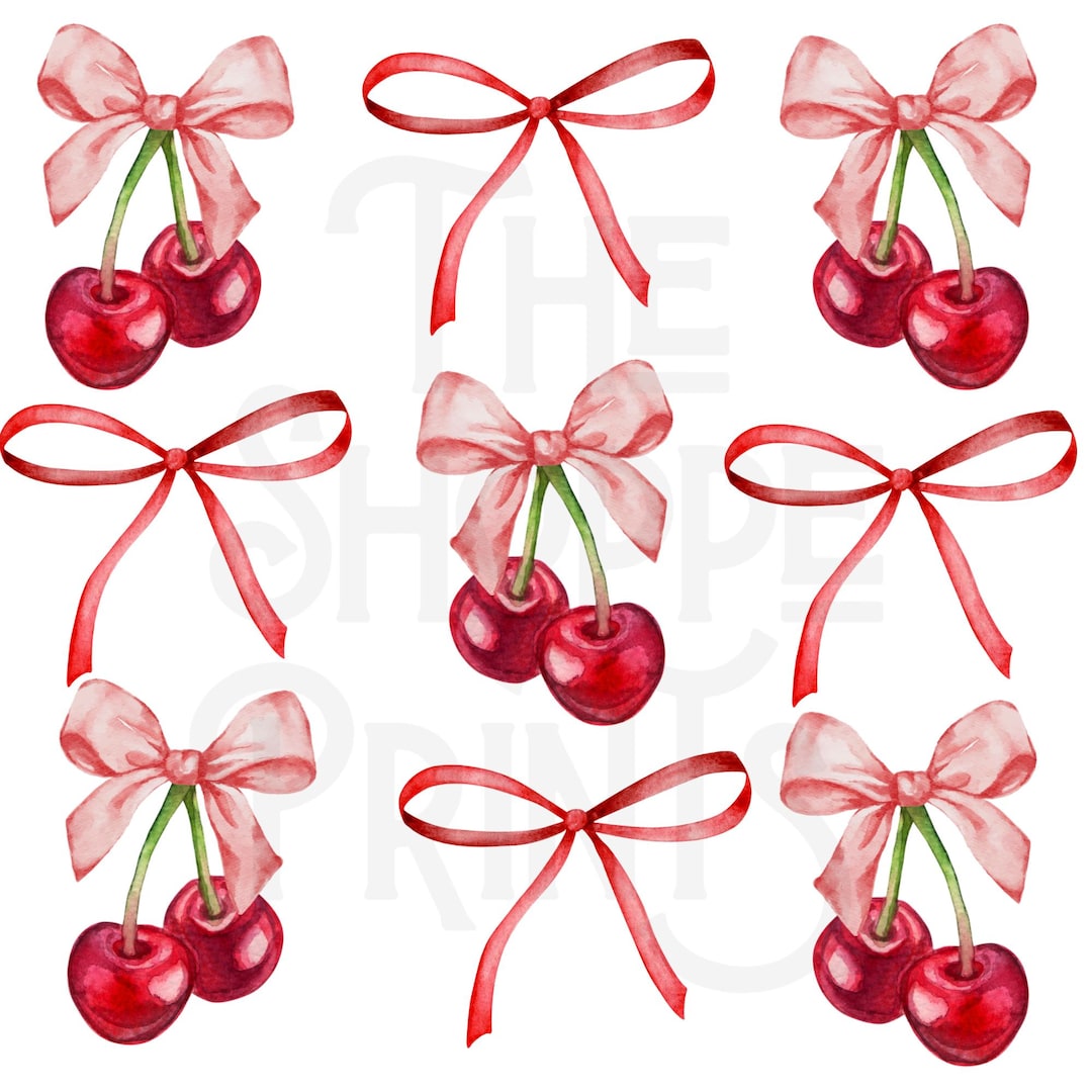 Cherries Coquette Bows Png - Etsy