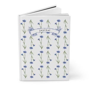 Blue Flower Journal |minimalistic White Floral Notebook |reflection ...