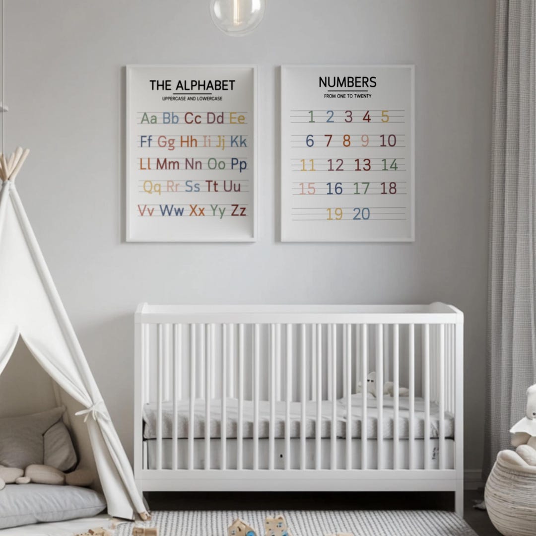 Rainbow Alphabet & Numbers 1–20 Poster | Montessori Kids Decor ...
