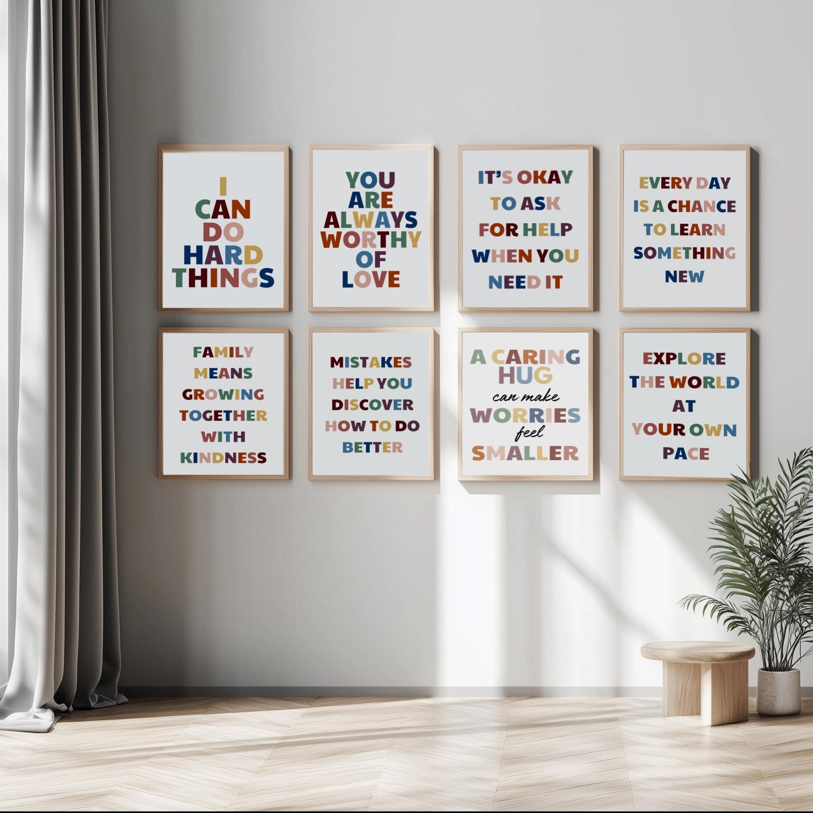 Set of 8 Motivational Phrase Prints | Modern Wall Art Bundle | Instant ...