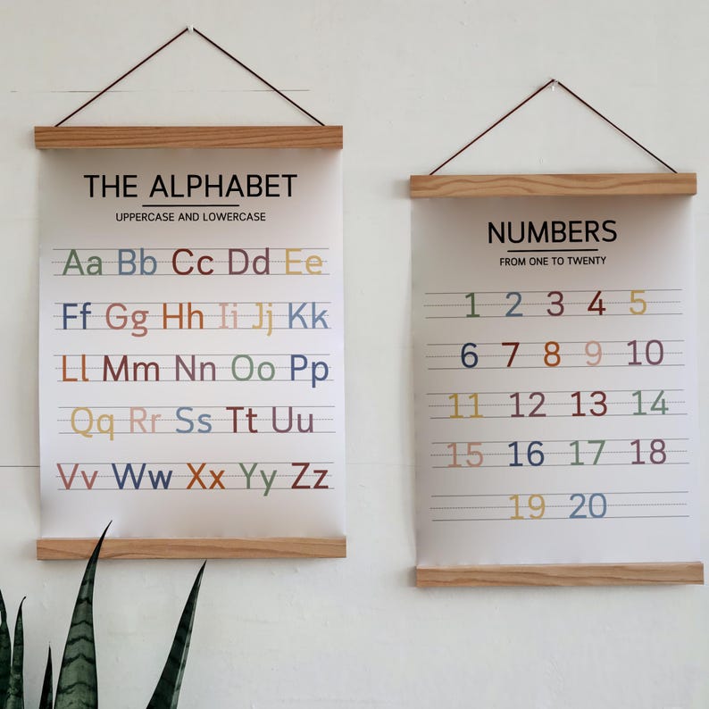 Rainbow Alphabet & Numbers 1–20 Poster | Montessori Kids Decor ...