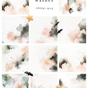 Halloween Watercolor Clipart Set: Ghosts, Pumpkins, Cats (PNG Download ...