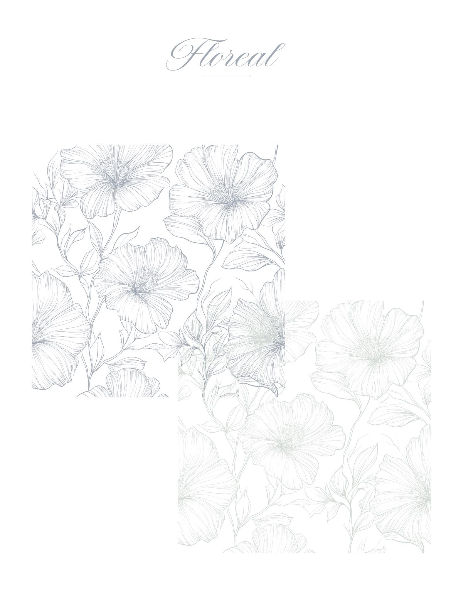 Botanical Line Art Patterns | Seamless Floral Digital Design | Elegant ...