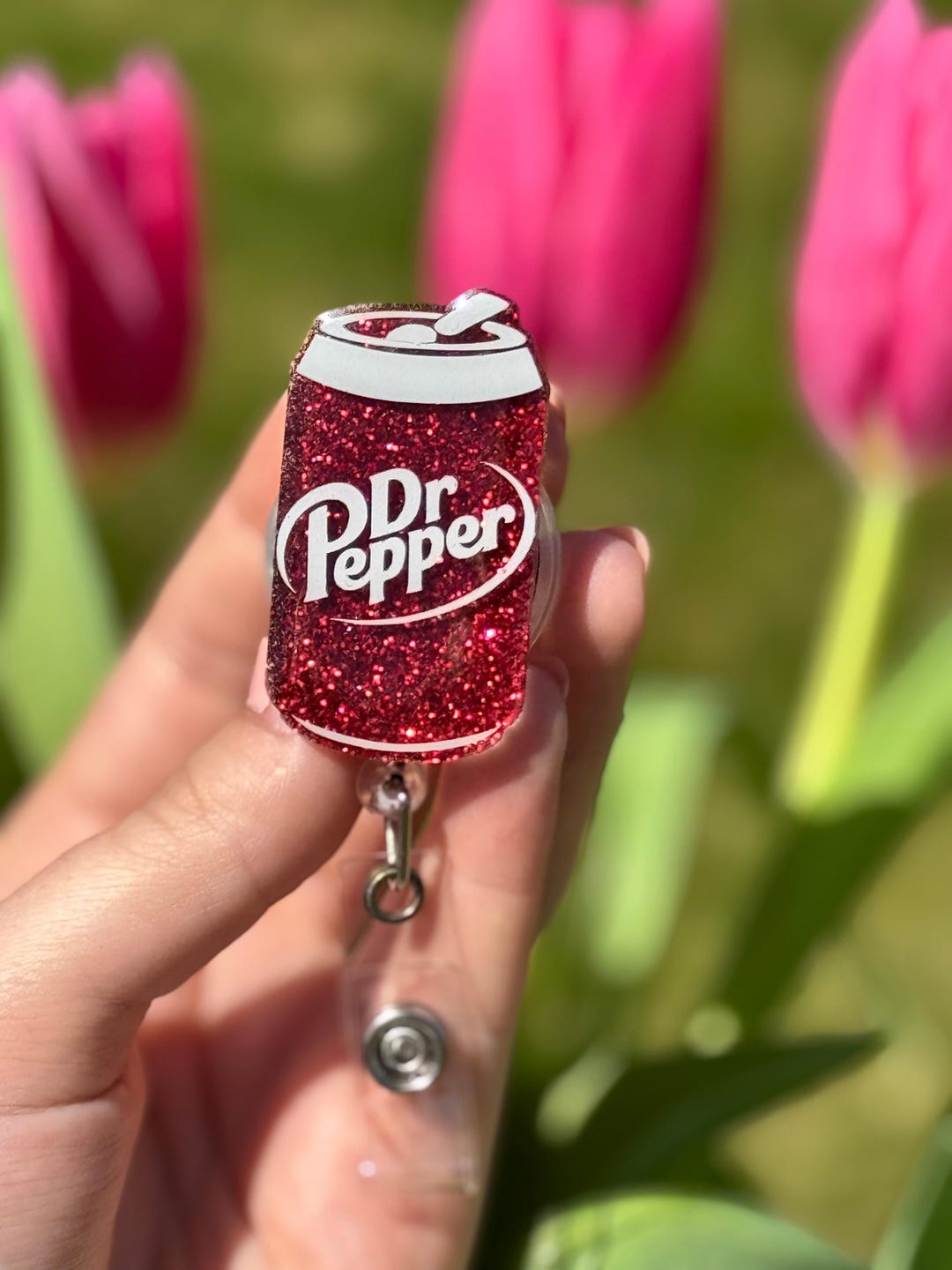 Dr Pepper Glitter Badge Reel, Soda Can ID Holder - Etsy