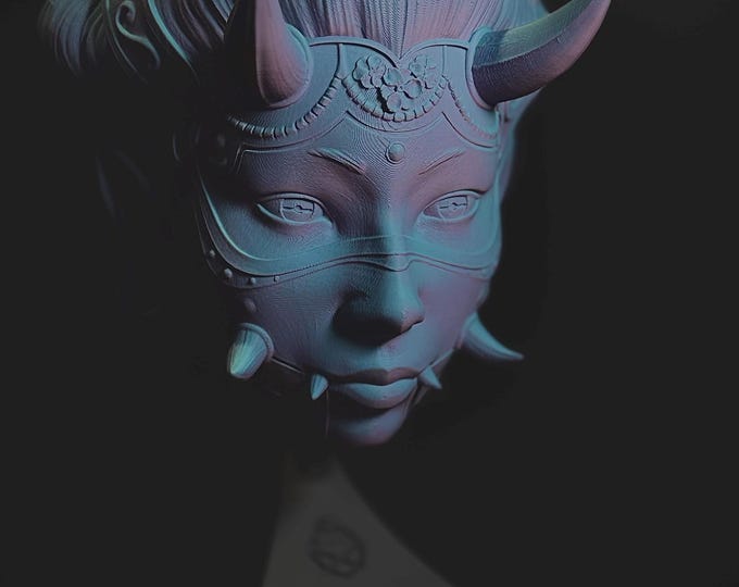 3D Printed Hannya Namanari Mask – Japanese Oni Demon Wall Art - Etsy