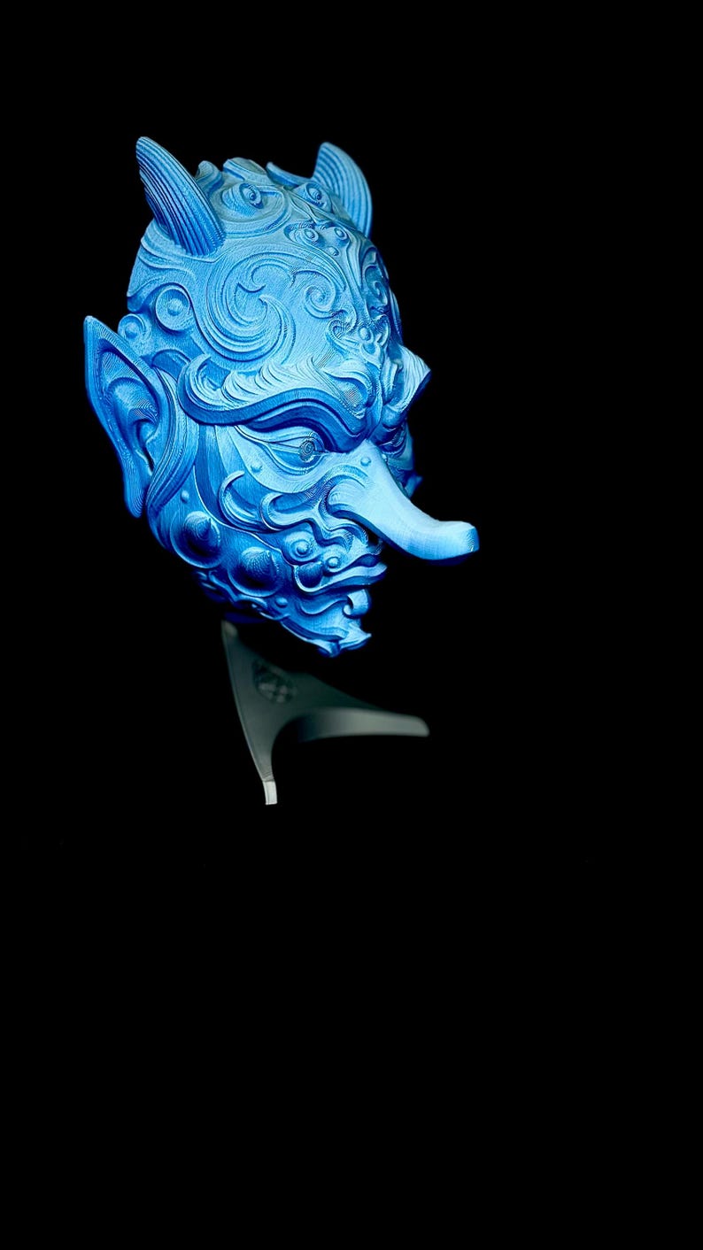 Tengu Mask Sculpture – 3D Printed Japanese Yokai Wall Art, Mythological ...