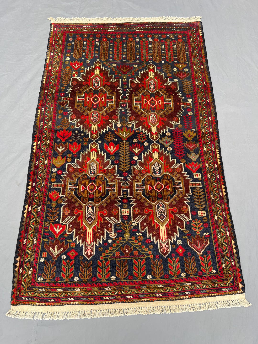 Beautiful Baluchi Tribal Rug 6x3 Ft _ With Detailed Medallions and ...