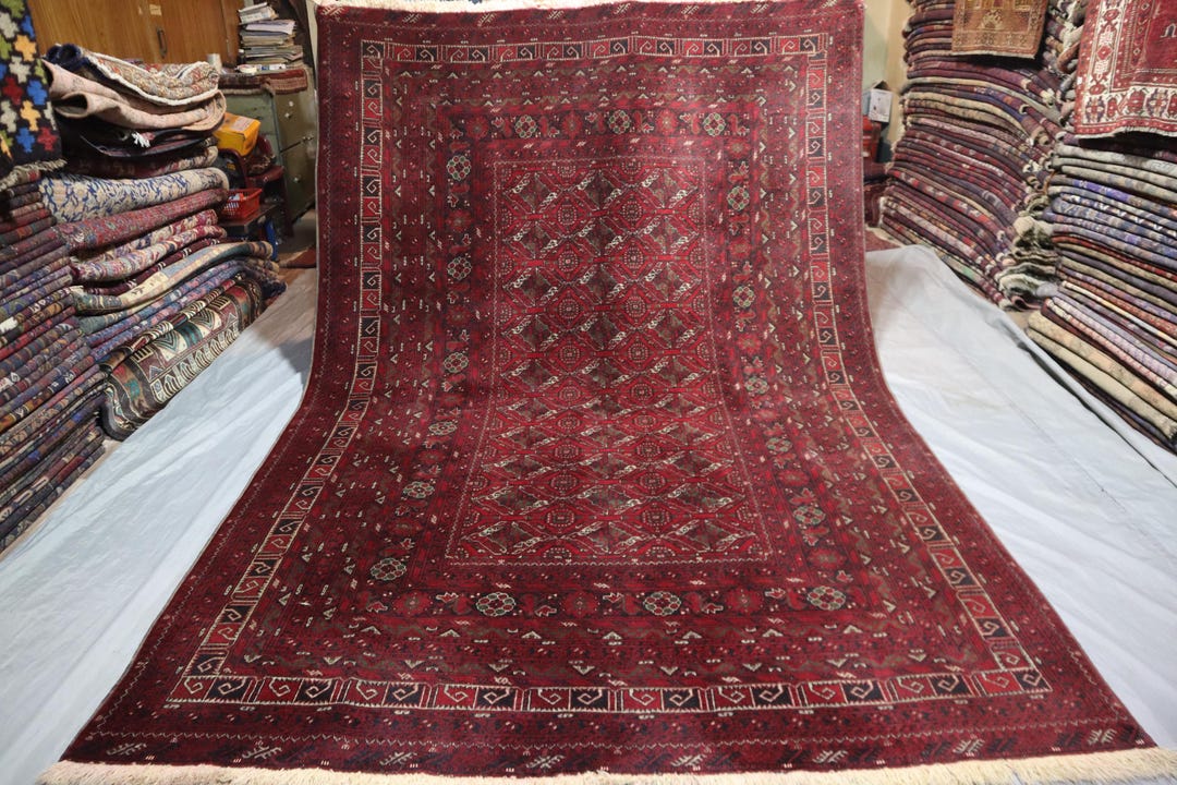 6'7x9'9 Ft Vintage Turkmen Wool Area Rug - Turkmen Tribal Rug – Deep ...