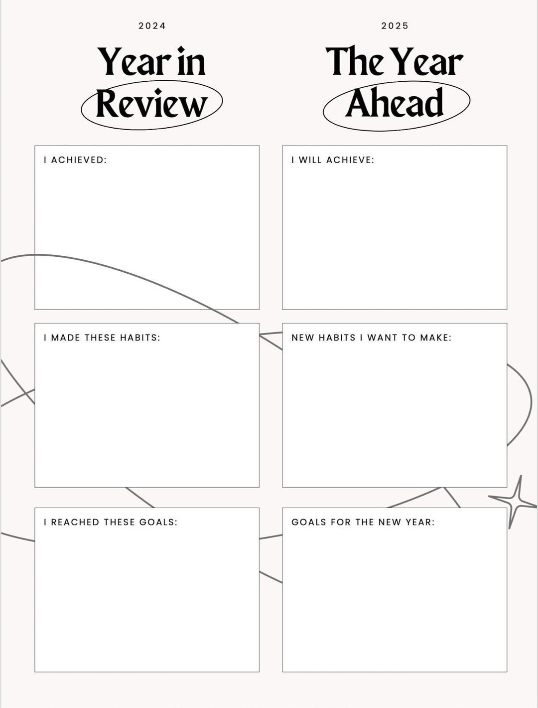Yearly Review New Year Plan Goal Setting Template, Printable, Goodnotes ...