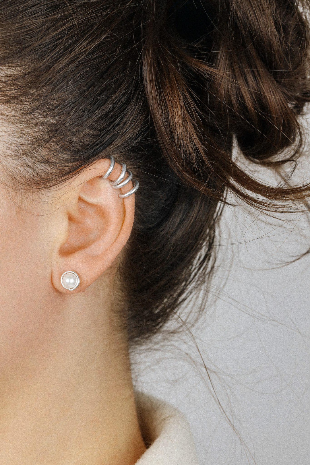 Double Band Ear Cuff • No Piercing Cartilage Earring • Fake Helix ...