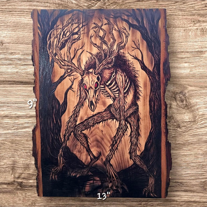 Handmade Wendigo Pyrography Wall Art, Dark Folklore, Gothic Horror ...