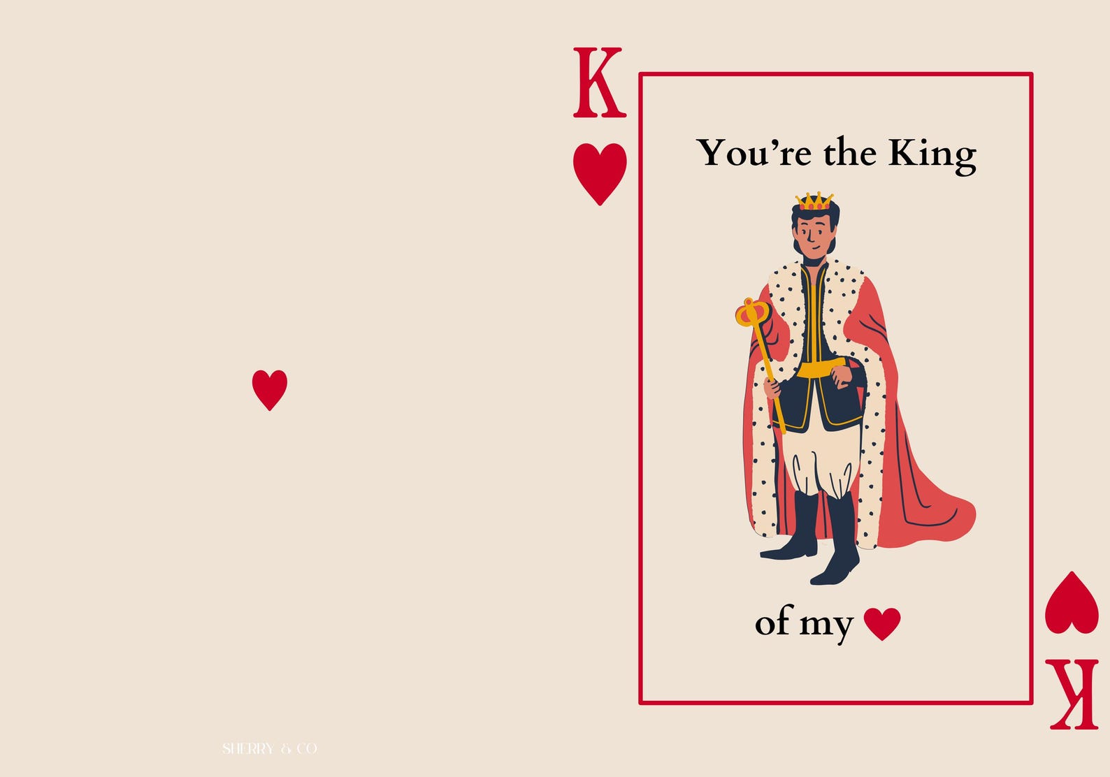 You're the King of My Heart Valentine's Day Card - Romantic Folded ...