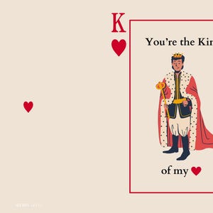 You're the King of My Heart Valentine's Day Card - Romantic Folded ...