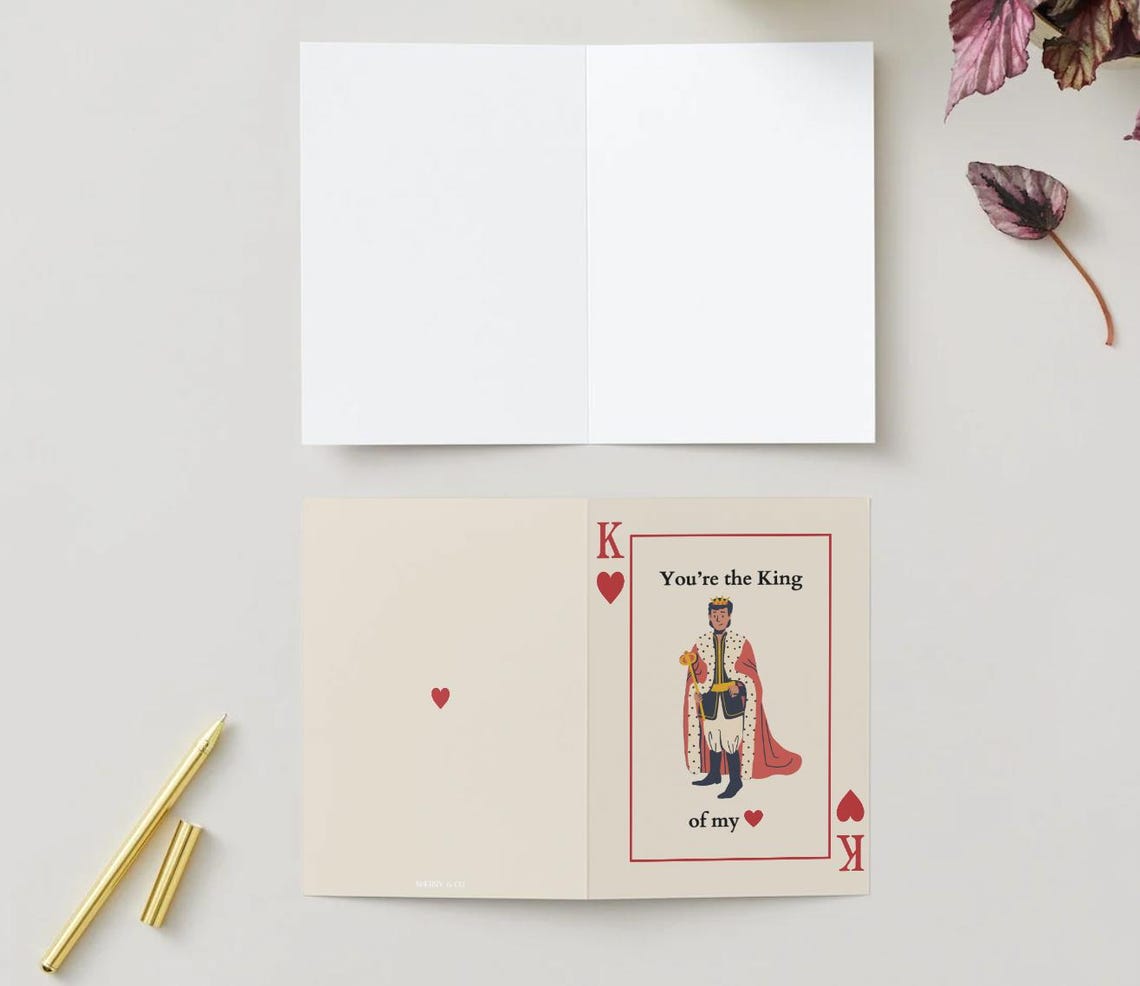 You're the King of My Heart Valentine's Day Card - Romantic Folded ...