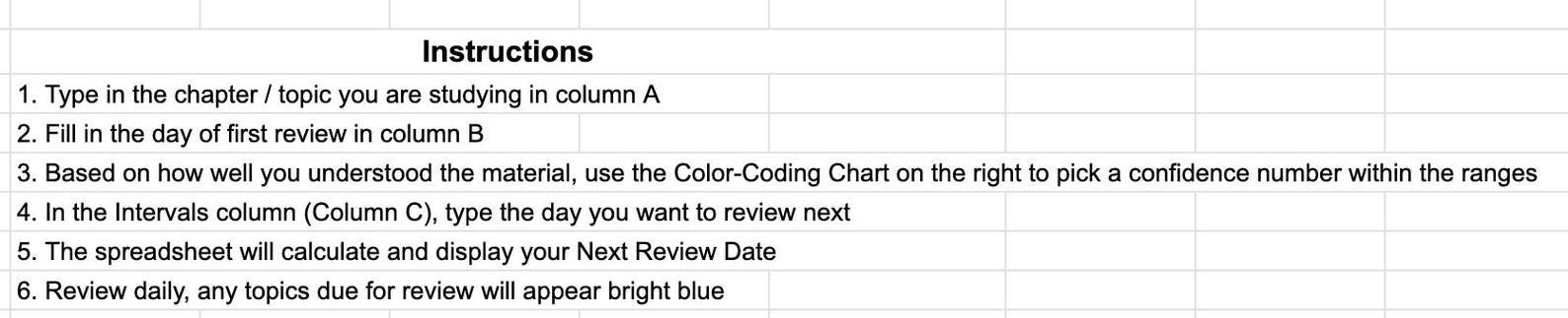 Spaced Repetition Study Spreadsheet - Etsy