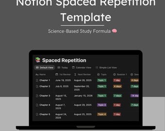Spaced Repetition Notion Template Study Planner for Exams Student ...