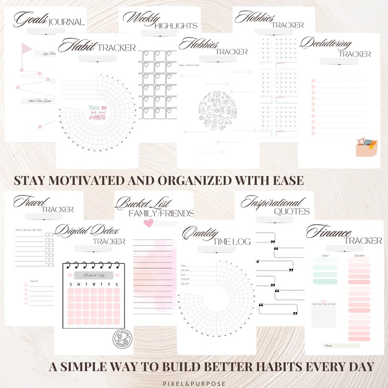 2025 Digital Habit Tracker, Printable Journal, Goal Planner, Self ...