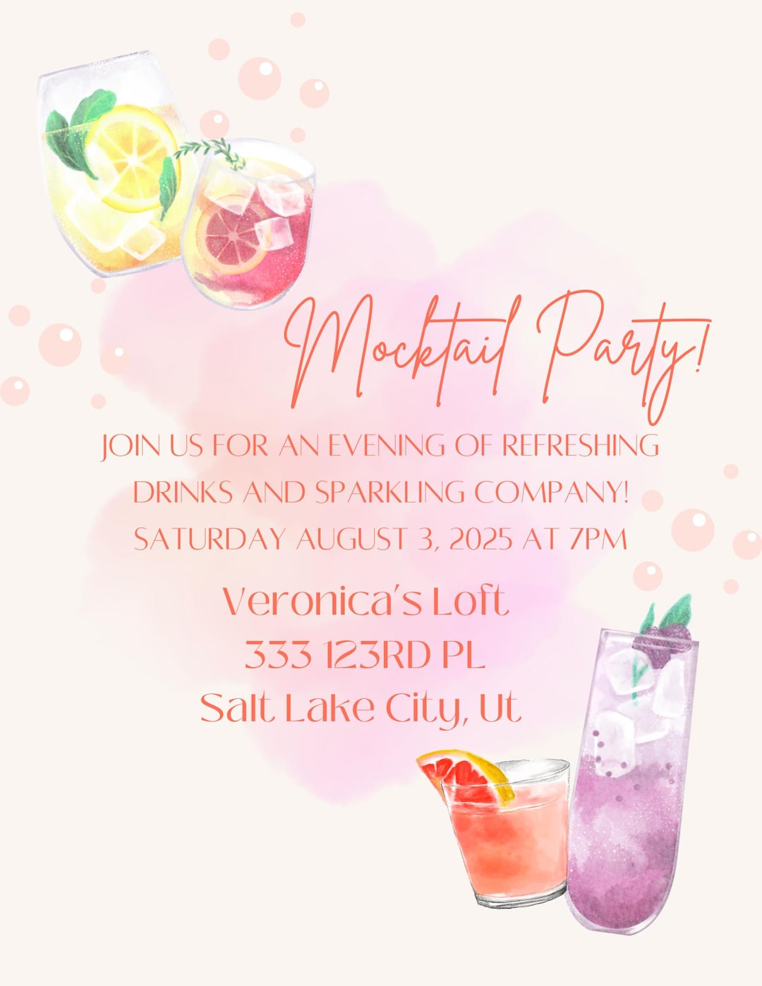 Mocktail Party Customizable Canva Template - Etsy