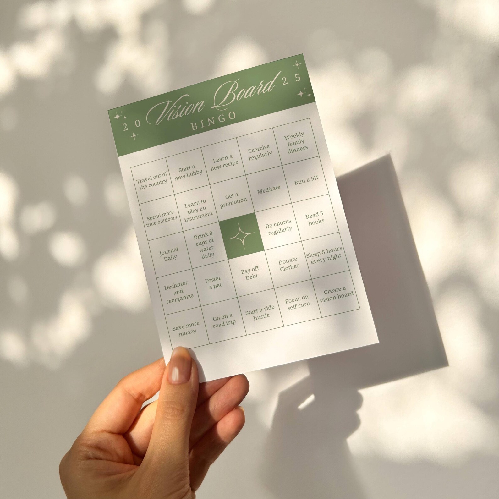 Vision Board Bingo Card 2025, New Year Goal Setting Resolution, Bingo ...