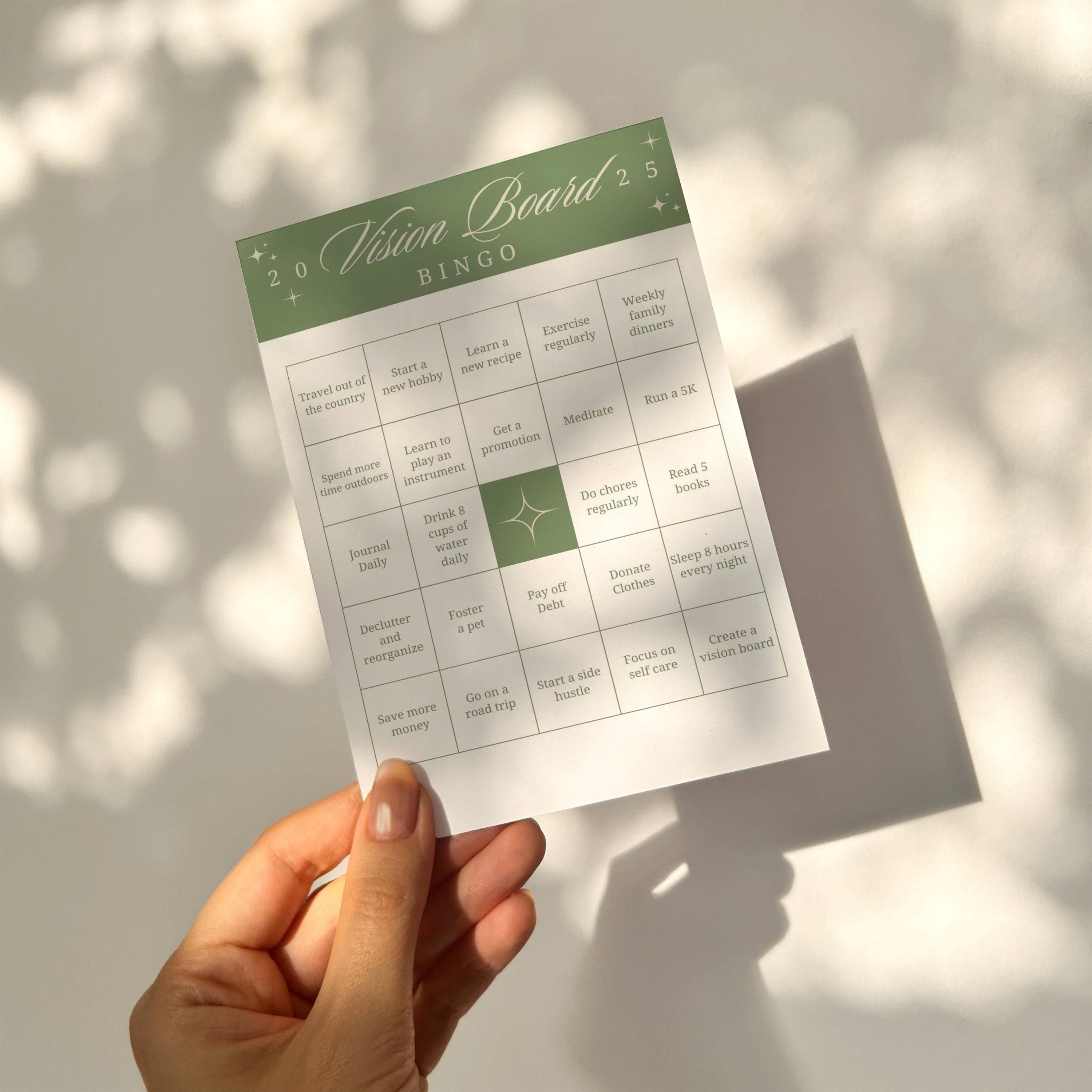 Vision Board Bingo Card 2025, New Year Goal Setting Resolution, Bingo ...