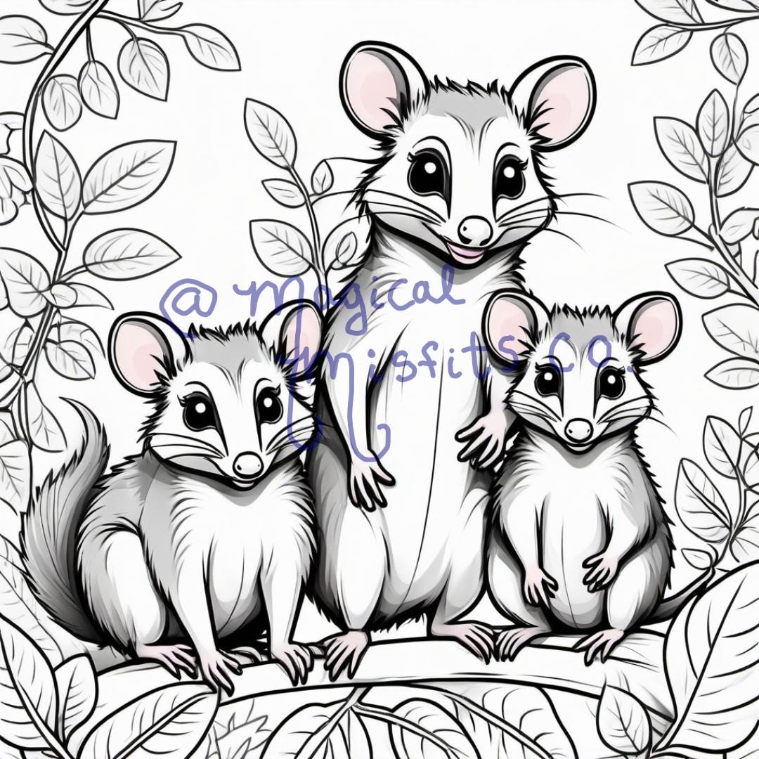Printable Cute Possum Coloring Page, Preschool Crafts, Printable ...