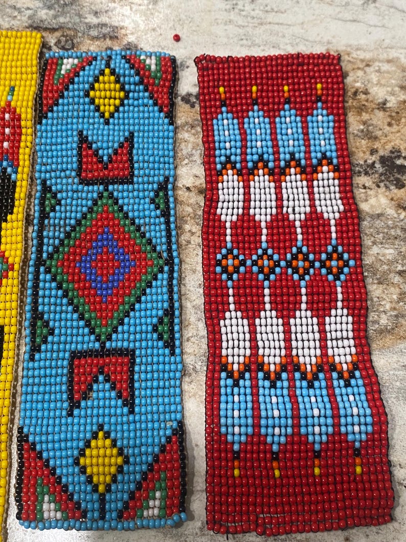Native American Vintage Beaded Panels Lot of 4 Traditional Designs Hand ...