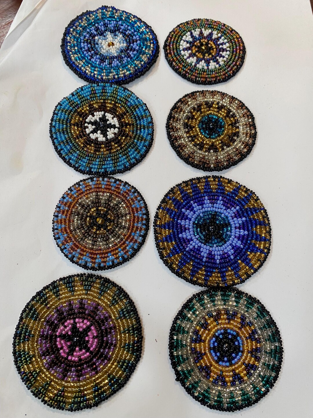 Lot of 8 Hand Beaded Native American Made Rosettes - Etsy