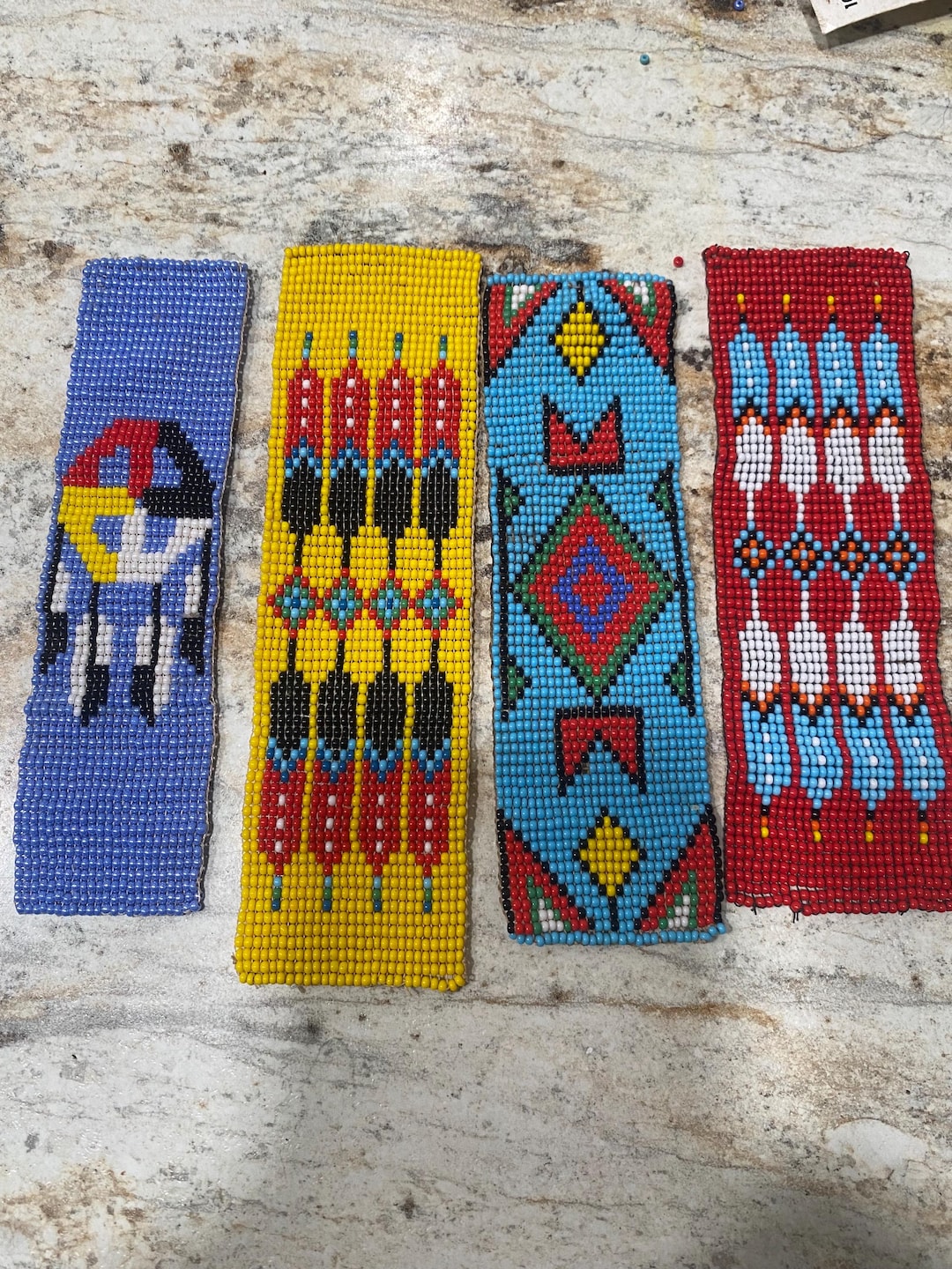 Native American Vintage Beaded Panels Lot of 4 Traditional Designs Hand ...