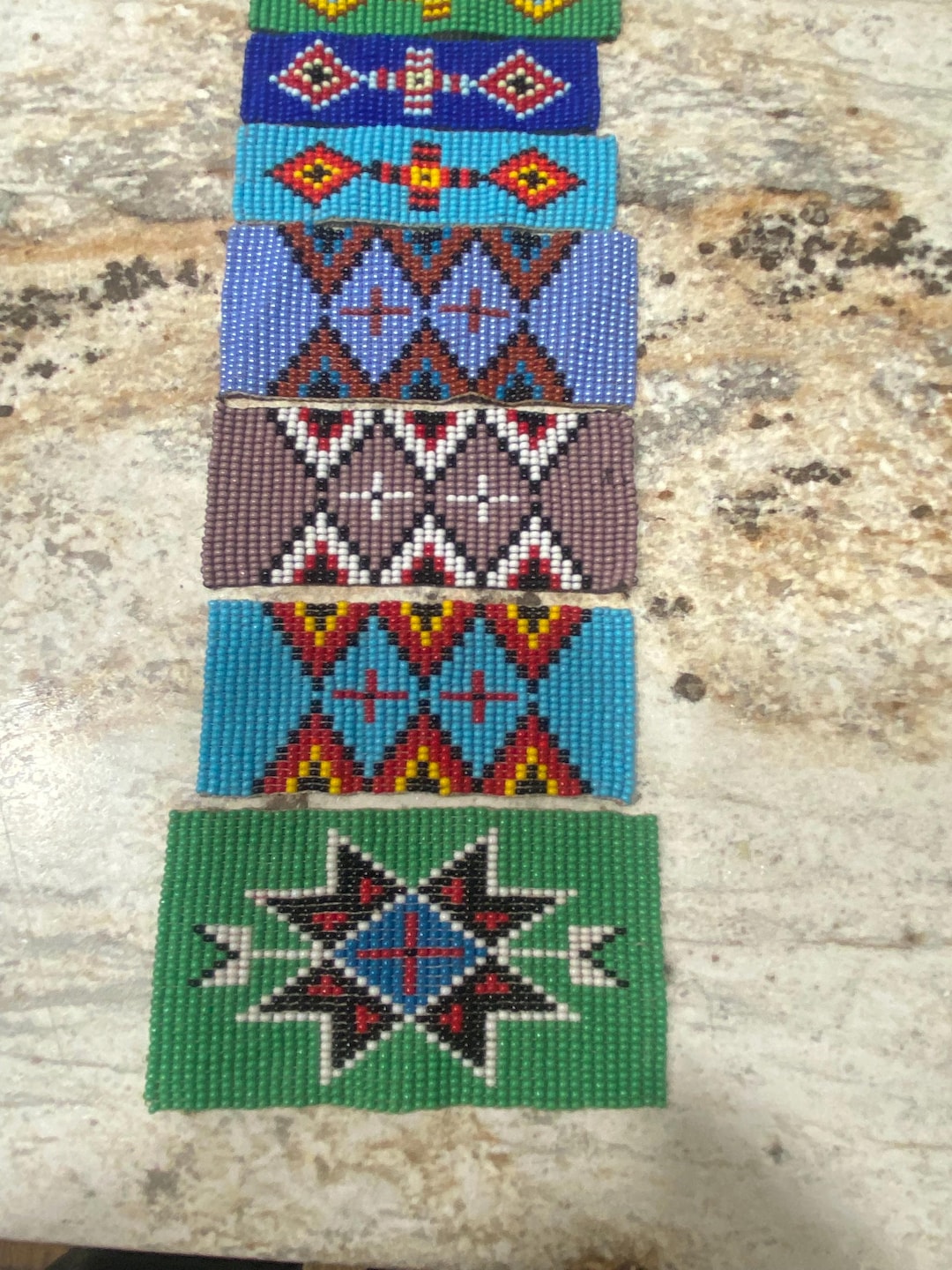 Lot of 7 Vintage Old School Lakota Sioux Design Hand Loomed Bead ...