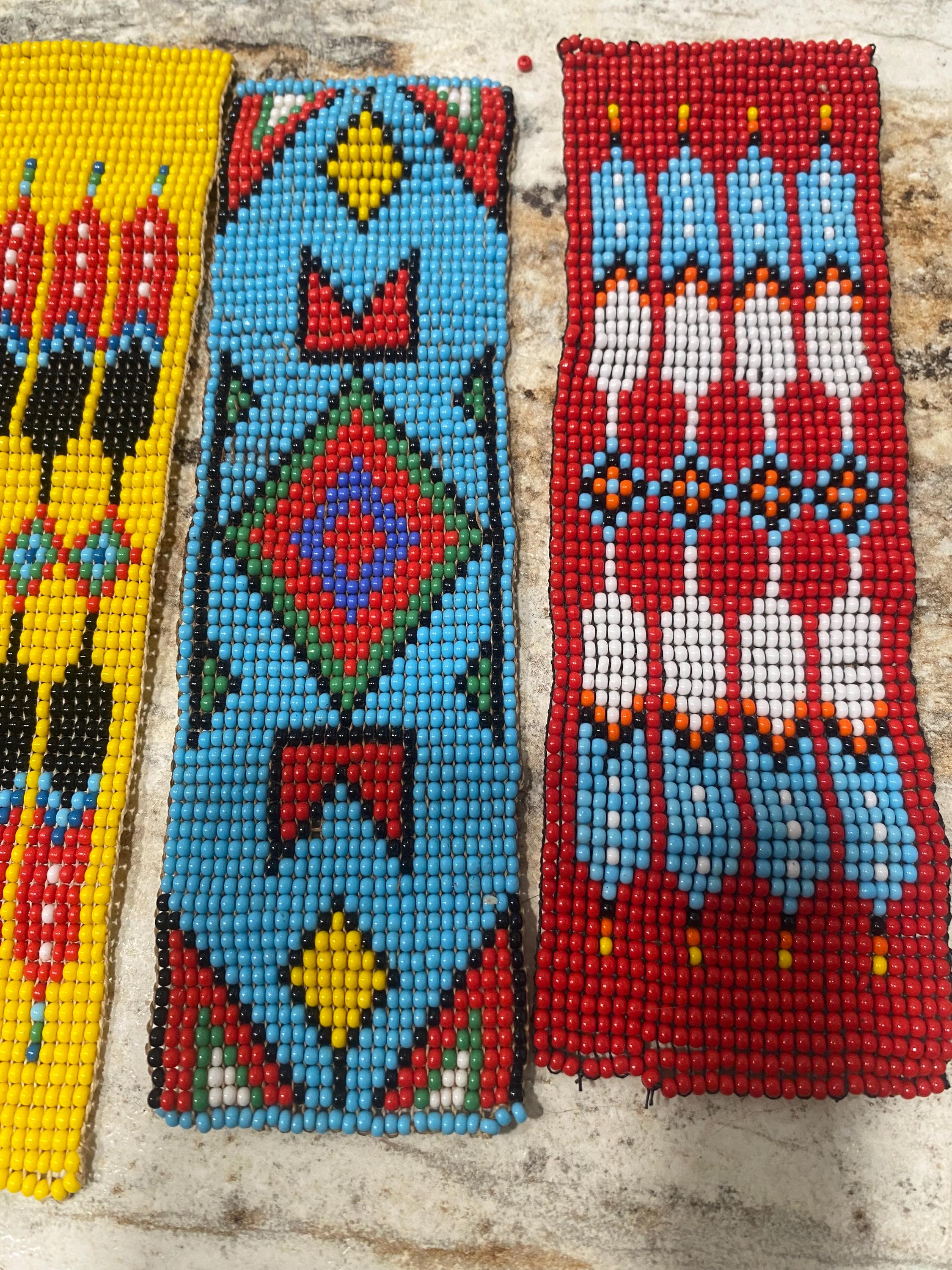 Native American Vintage Beaded Panels Lot of 4 Traditional Designs Hand ...