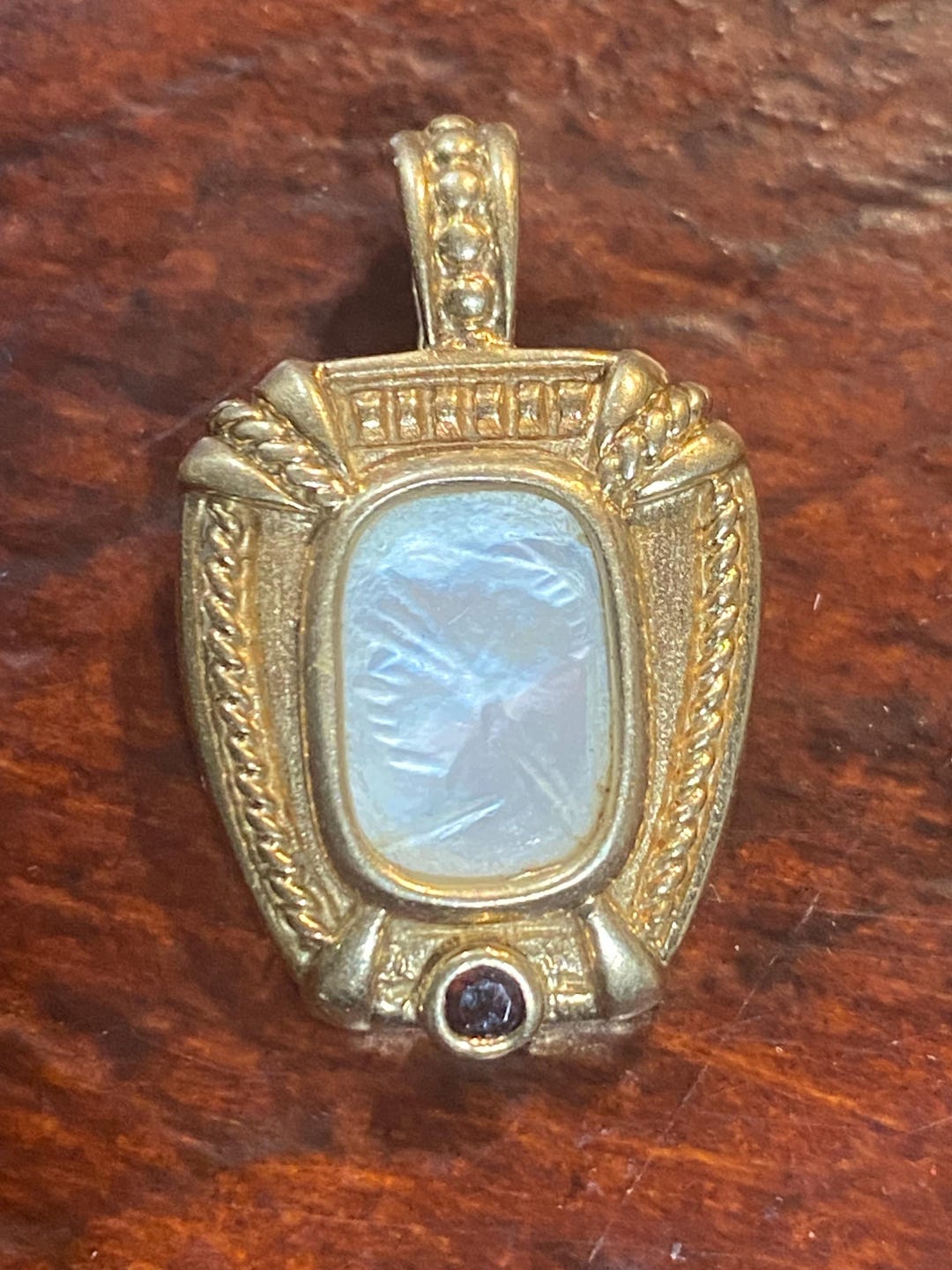 Rare Italian Shell Cameo Style 14k Hinged Pendant With Stone Accent - Etsy