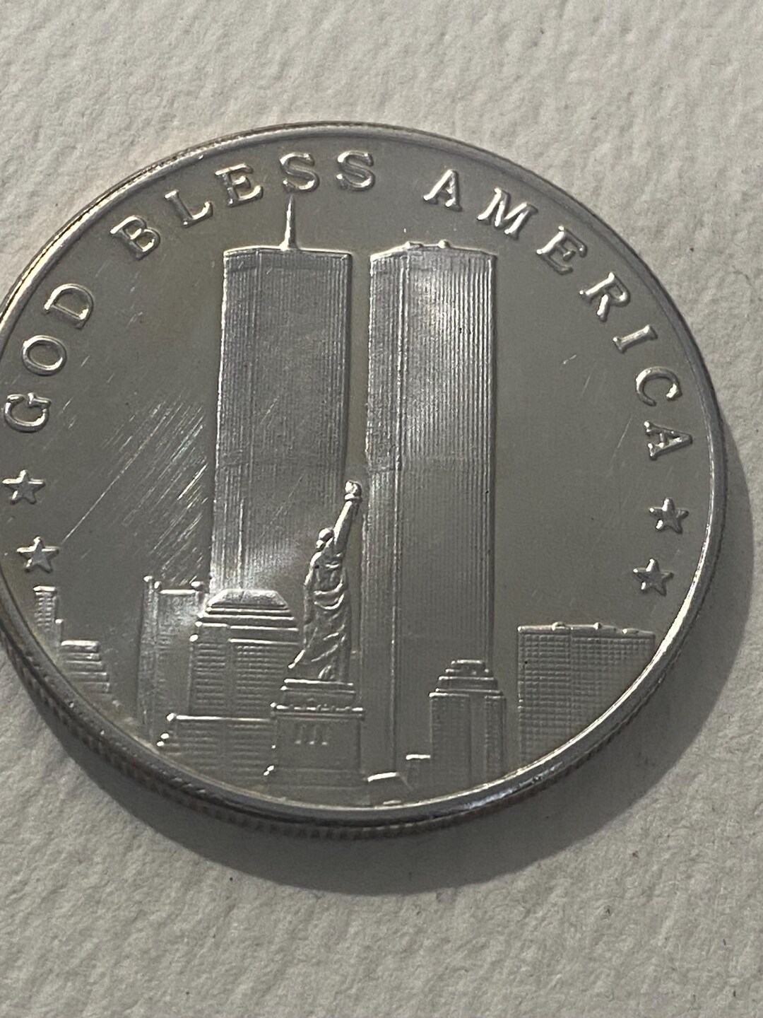 Rare Commerative Twin Towers One Troy Ounce .999 Fine Silver Sept 11 ...