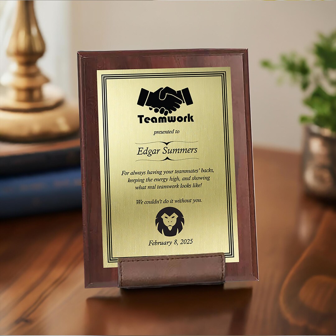 Teamwork Award Plaque - Award Plaque - Desk Plaque - Easel Plaque - Etsy