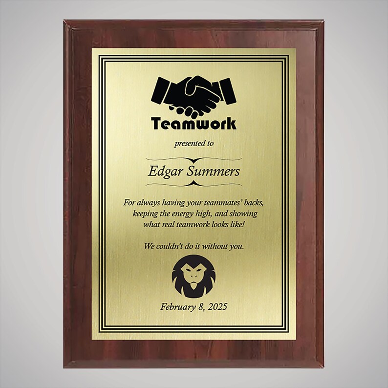 Teamwork Award Plaque - Award Plaque - Desk Plaque - Easel Plaque - Etsy