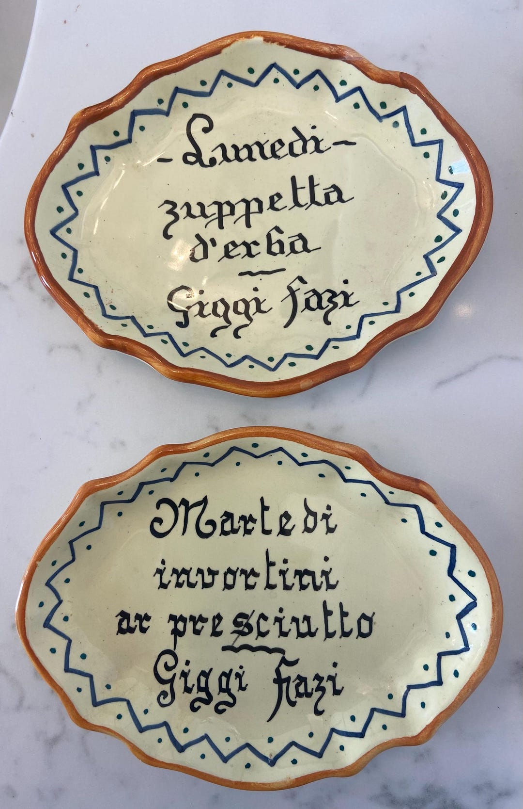 Vintage Italian Restaurant specials Small Dishes, Grazia Deruta on ...