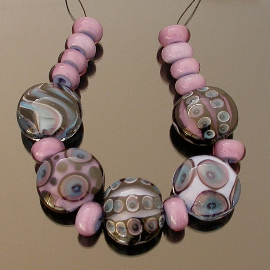 Lampwork Glass Bead Set of 17 Passionately Purple purple and | Etsy