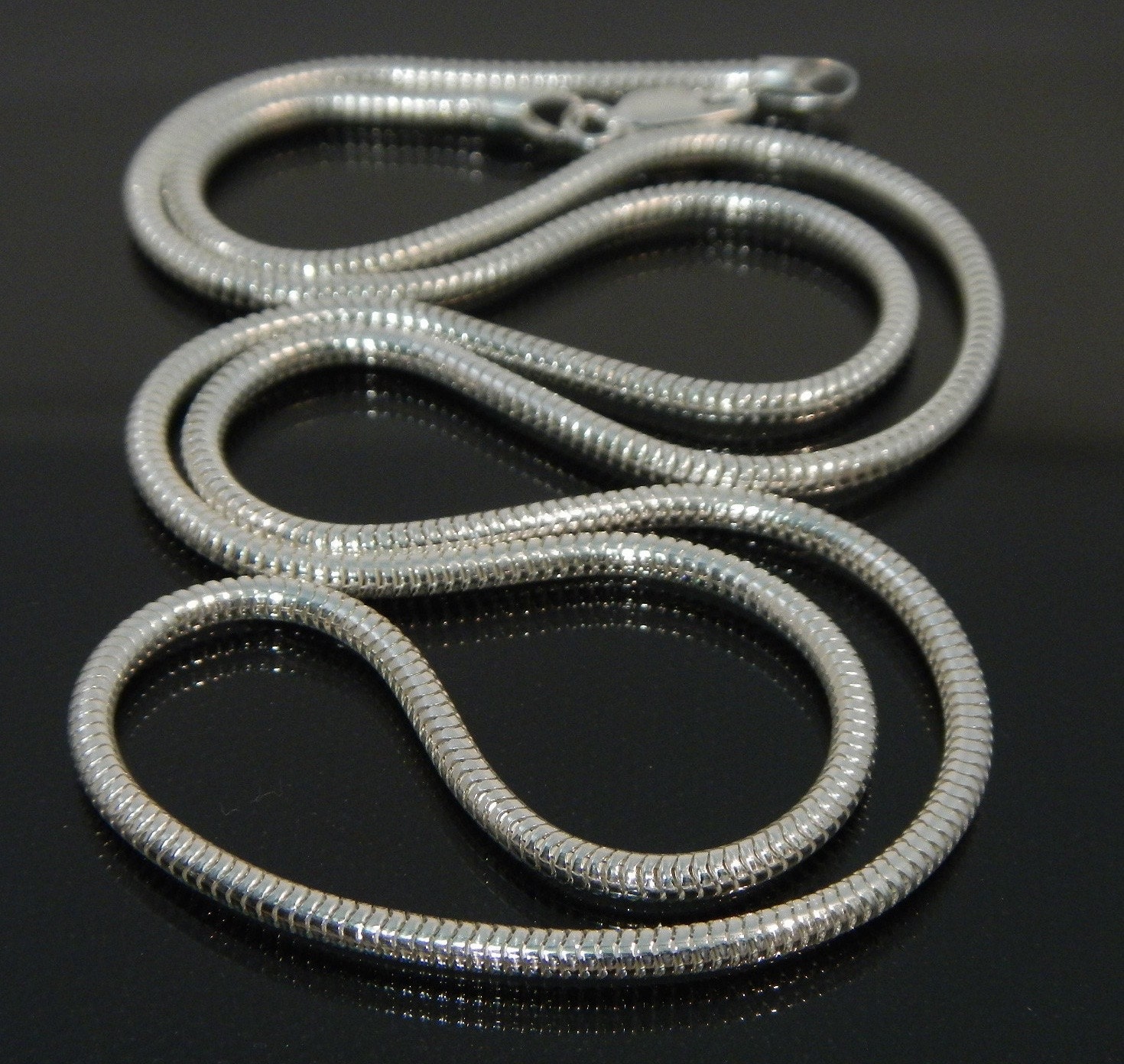 24 inch sterling silver snake chain to wear your large hole | Etsy